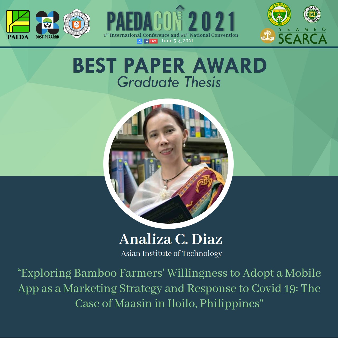 Ms. Analiza C. Diaz : Winner of The Best Paper Award by The Philippine ...
